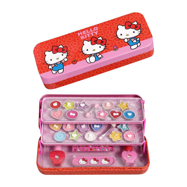 AIR-VAL Hello Kitty Makeup Tin with 3 Folding Trays | Hondos Center